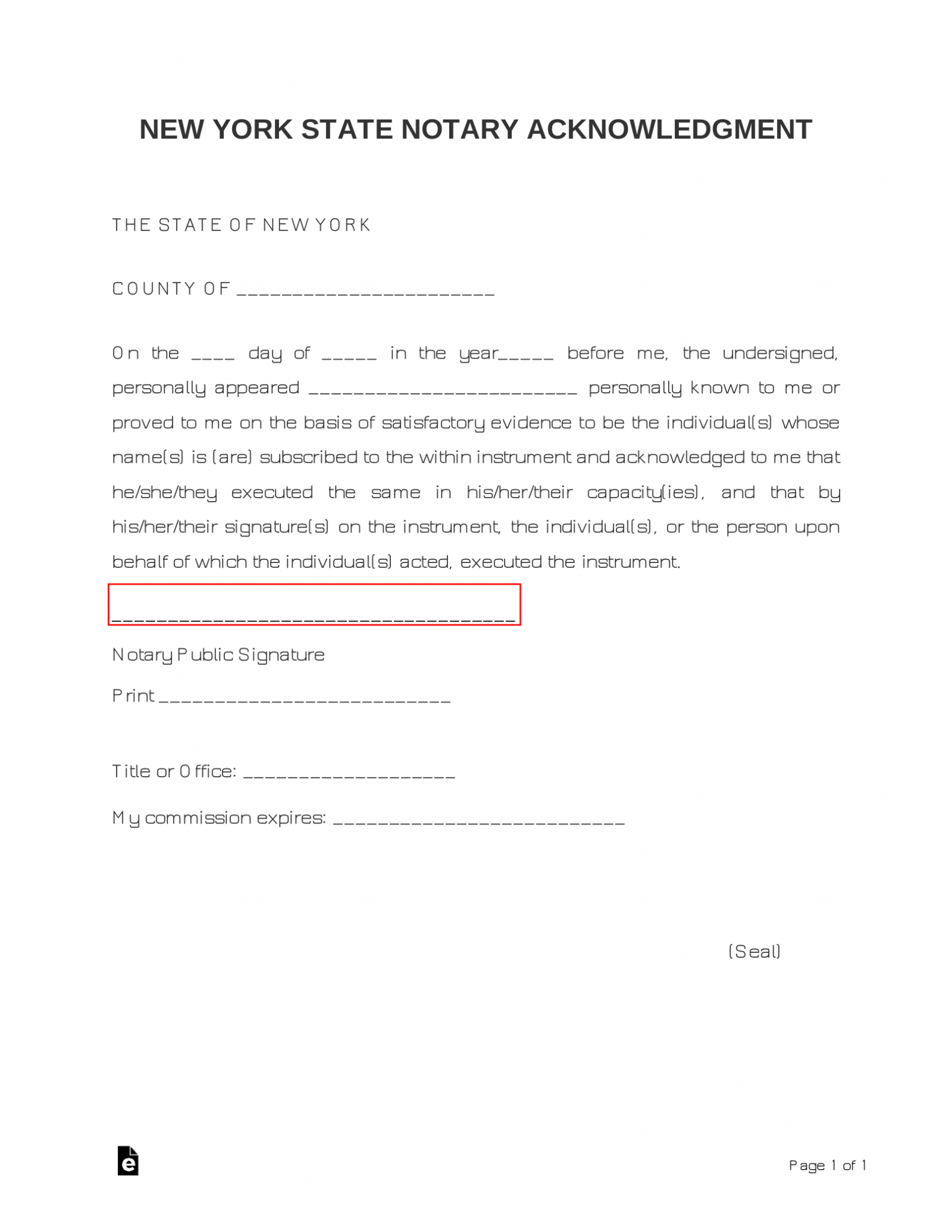 Free New York Notary Acknowledgment Form Pdf Word Eforms My XXX Hot Girl