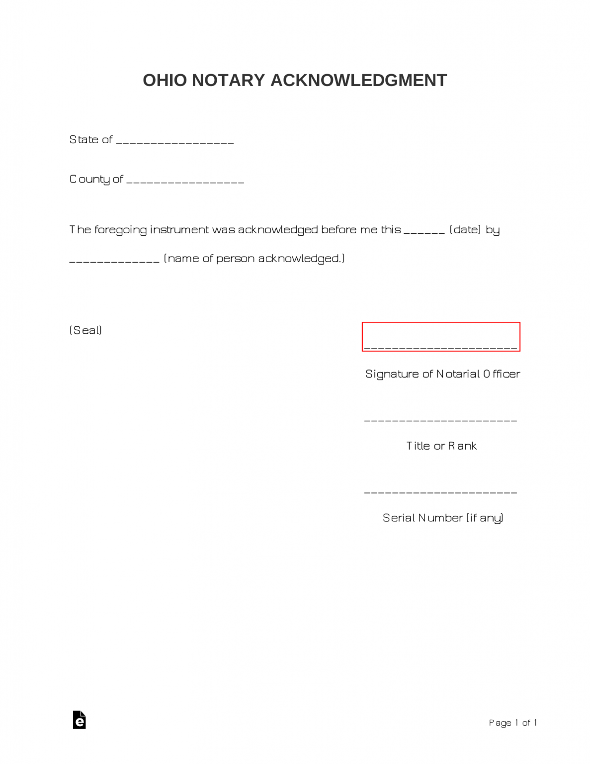 Free Printable Notary Acknowledgement Form