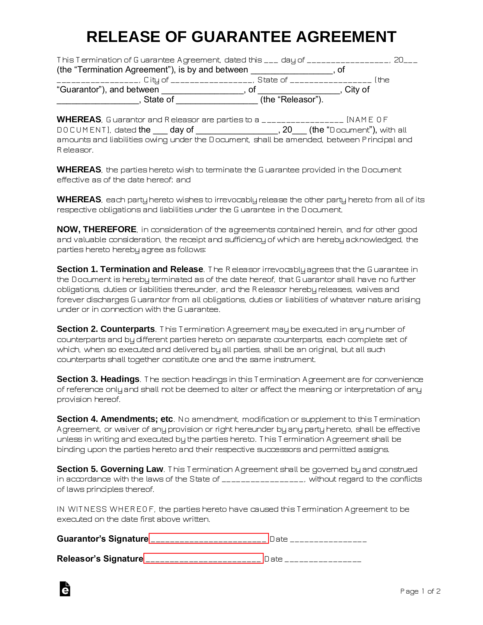 Letter Of Personal Guarantee Sample PDF Template