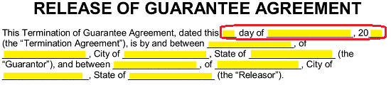 Free Release of Personal Guarantee Form - PDF | Word – eForms