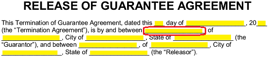 Free Release of Personal Guarantee Form - PDF | Word – eForms
