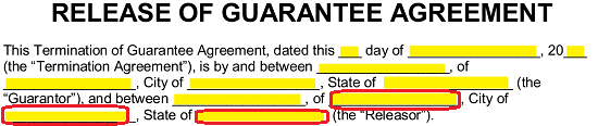 Free Release of Personal Guarantee Form - PDF | Word – eForms