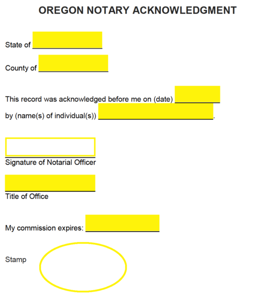 Free Oregon Notary Acknowledgment Form - PDF | Word – eForms