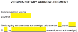 Free Virginia Notary Acknowledgment Form - PDF | Word – eForms