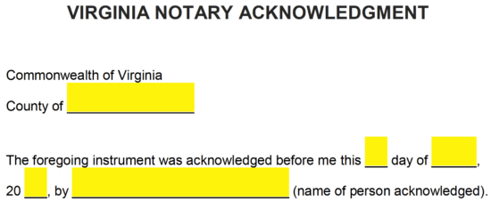 Free Virginia Notary Acknowledgment Form - PDF | Word – eForms