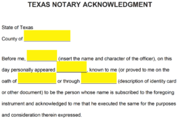 Free Texas Notary Acknowledgment Form - PDF | Word – eForms