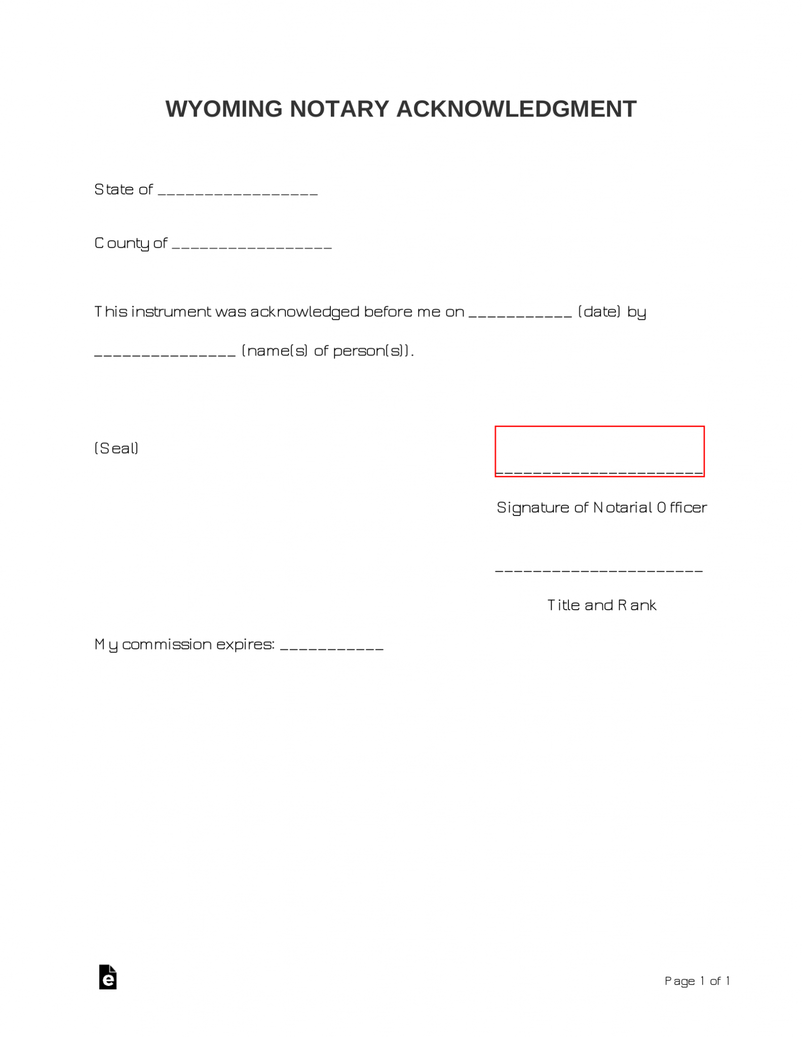 Free Wyoming Notary Acknowledgment Form - PDF | Word – eForms