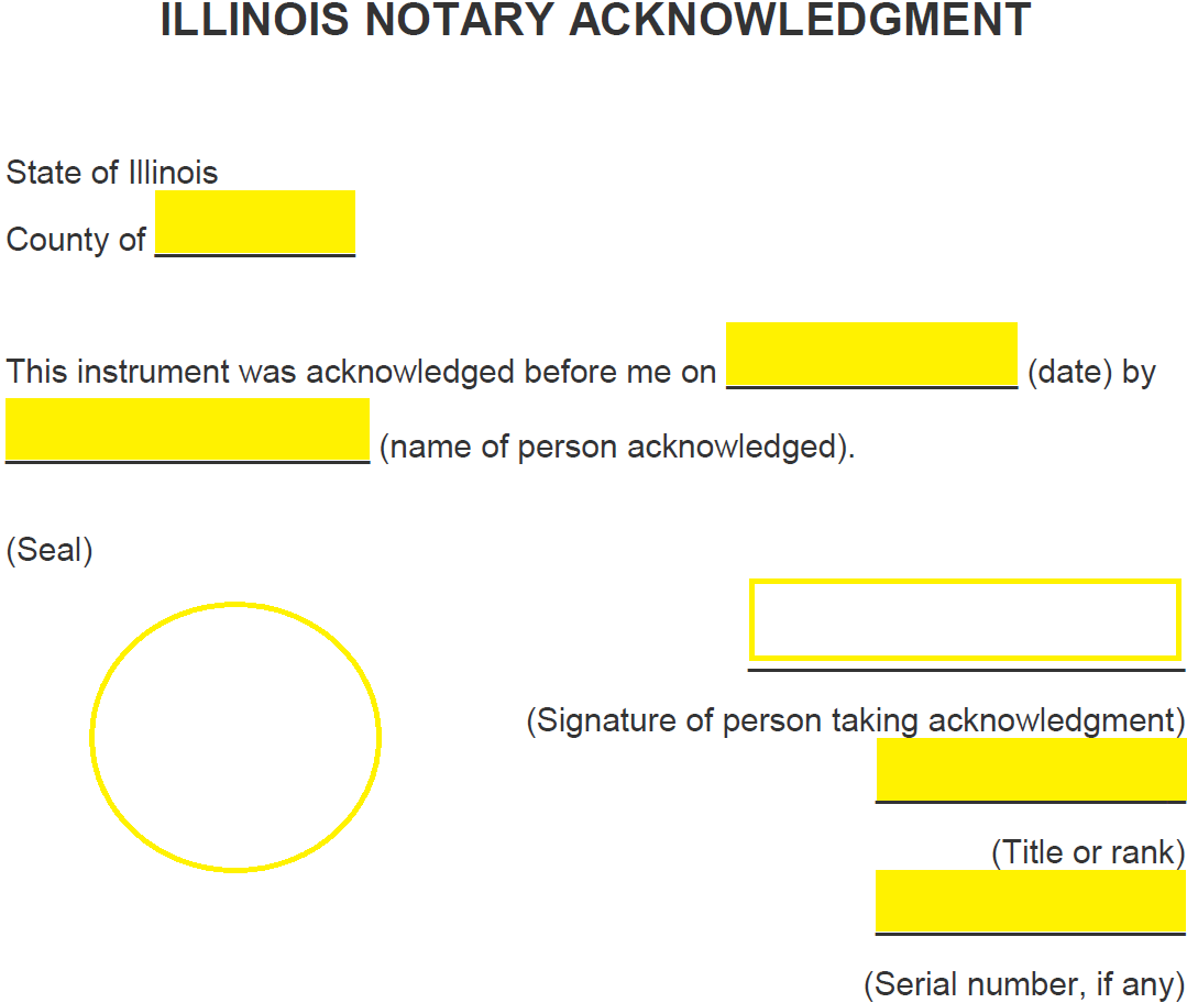 Free Illinois Notary Acknowledgment Form PDF Word EForms