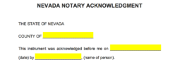 Free Nevada Notary Acknowledgment Form - PDF | Word – eForms