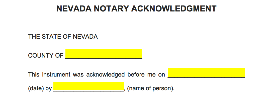 Free Nevada Notary Acknowledgment Form - PDF | Word – eForms