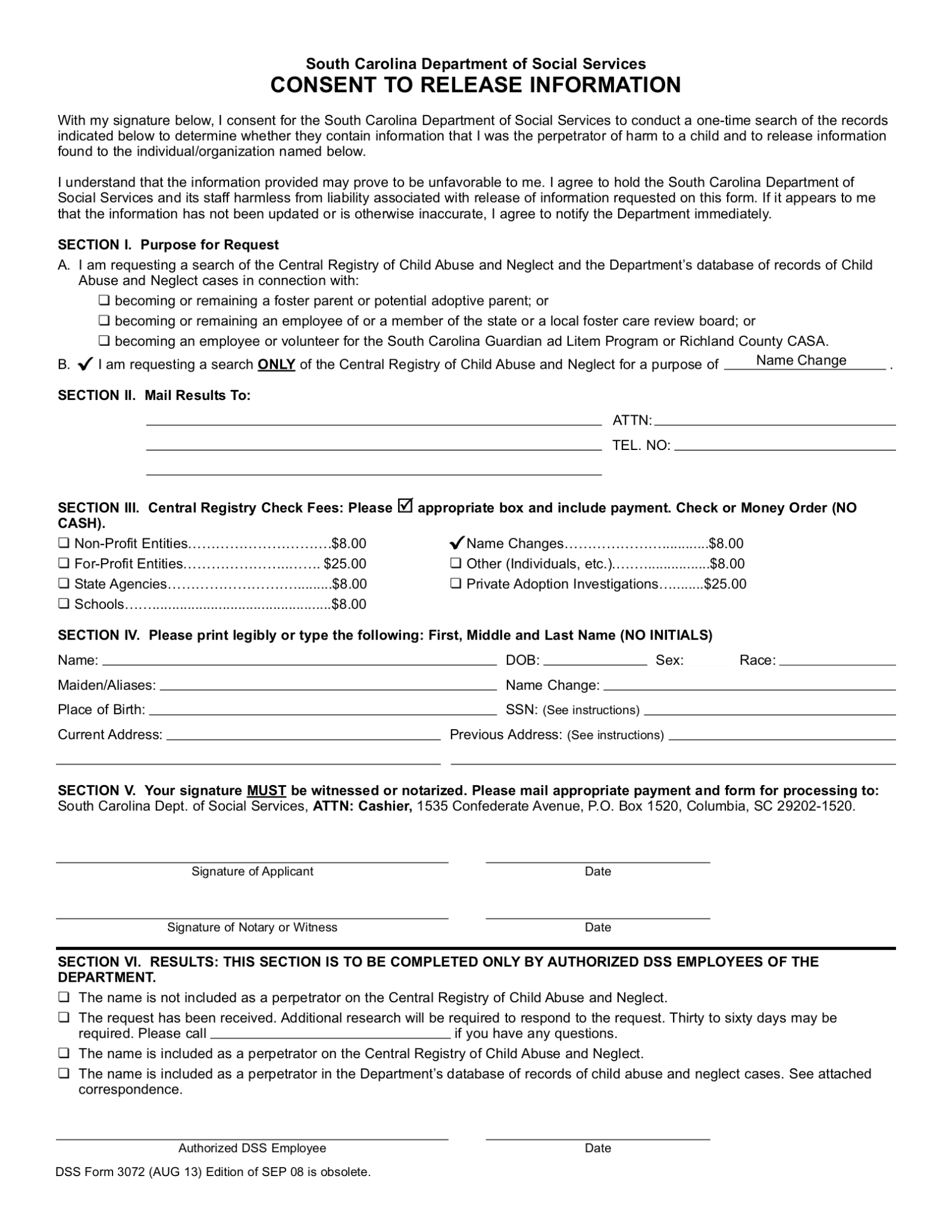 Free South Carolina Name Change Forms | Petition - PDF – eForms