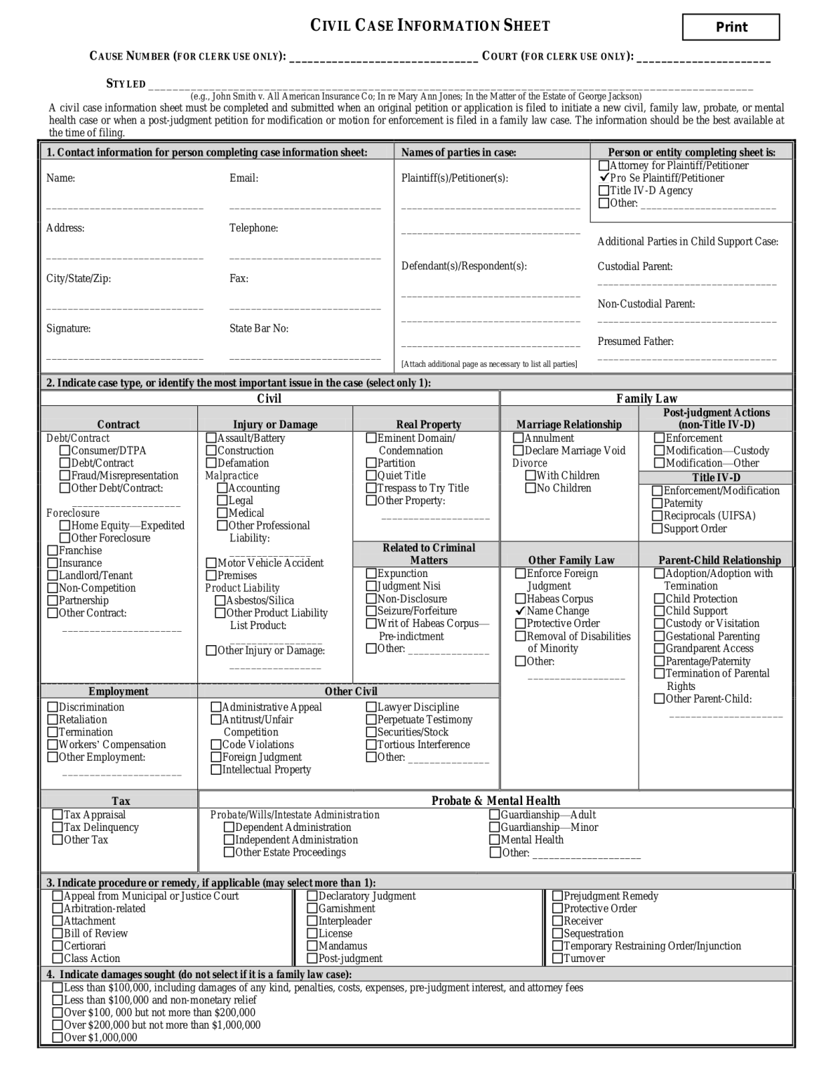 Free Texas Name Change Forms - PDF – eForms