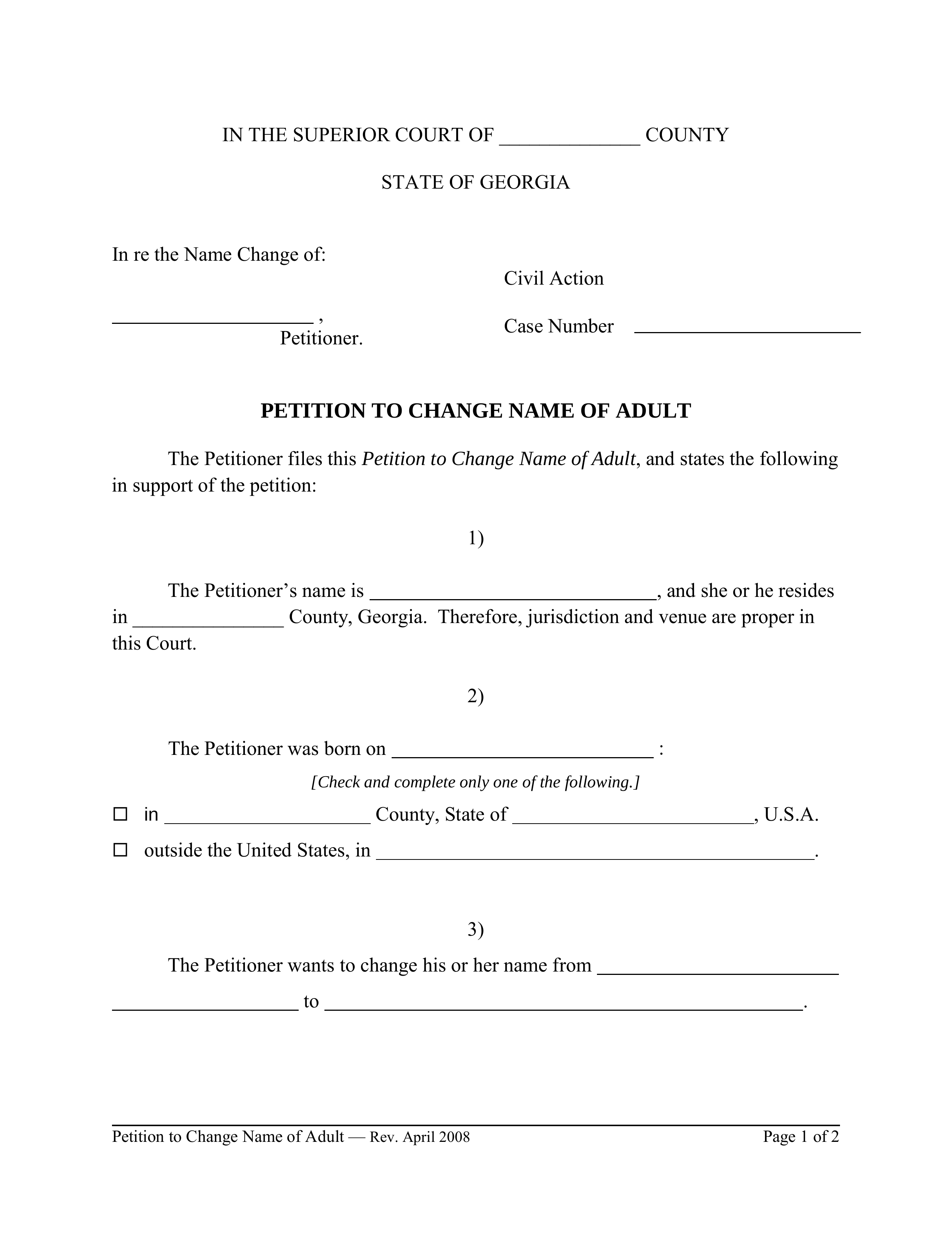 Free Georgia Name Change Forms PDF EForms Free Georgia Name Change Forms PDF EForms