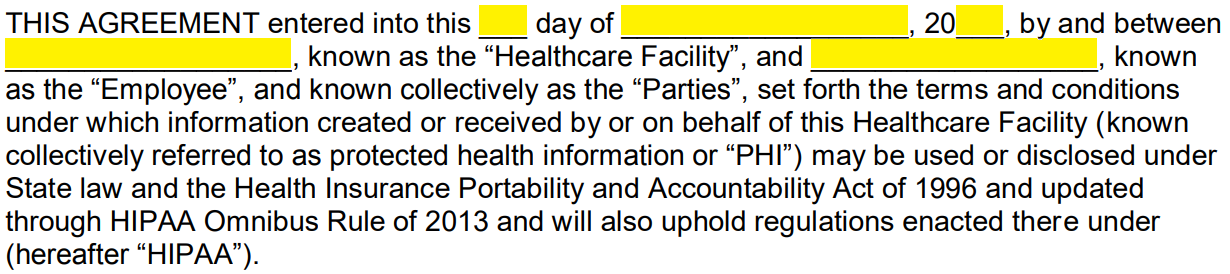Free HIPAA Employee Confidentiality Agreement - PDF | Word – eForms