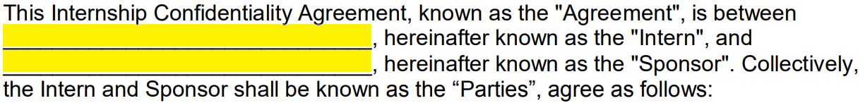 Free Internship (NDA) Confidentiality Agreement Template - PDF | Word ...
