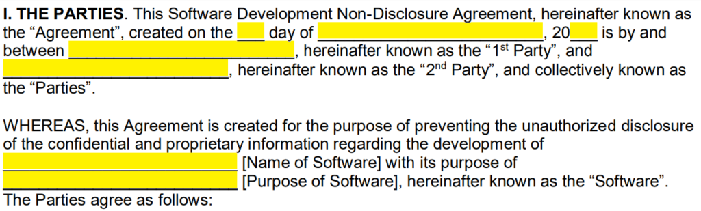 Free Software Development Non-Disclosure Agreement (NDA) Template - PDF ...