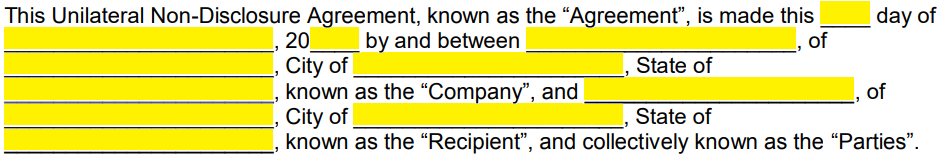 Free Unilateral (1-Way) Non-Disclosure Agreement (NDA) - PDF | Word – eForms