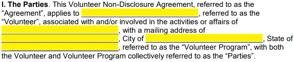 Free Volunteer Non-Disclosure Agreement (NDA) Template - PDF | Word ...