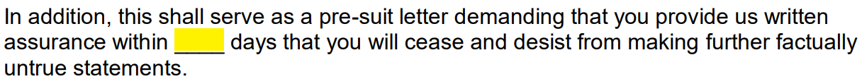 Free Defamation (Slander / Libel) Cease and Desist Letter - Word | PDF ...