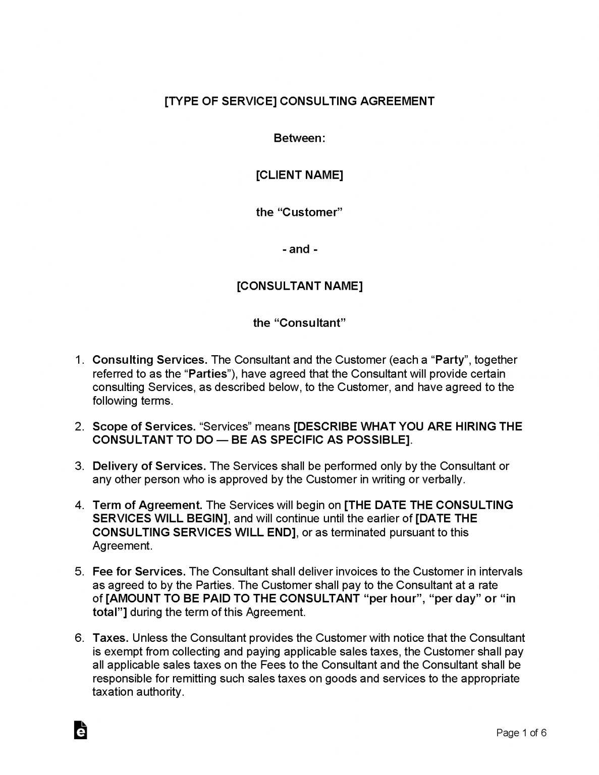 Free Consulting Agreement Template (with Retainer) - PDF | Word – eForms