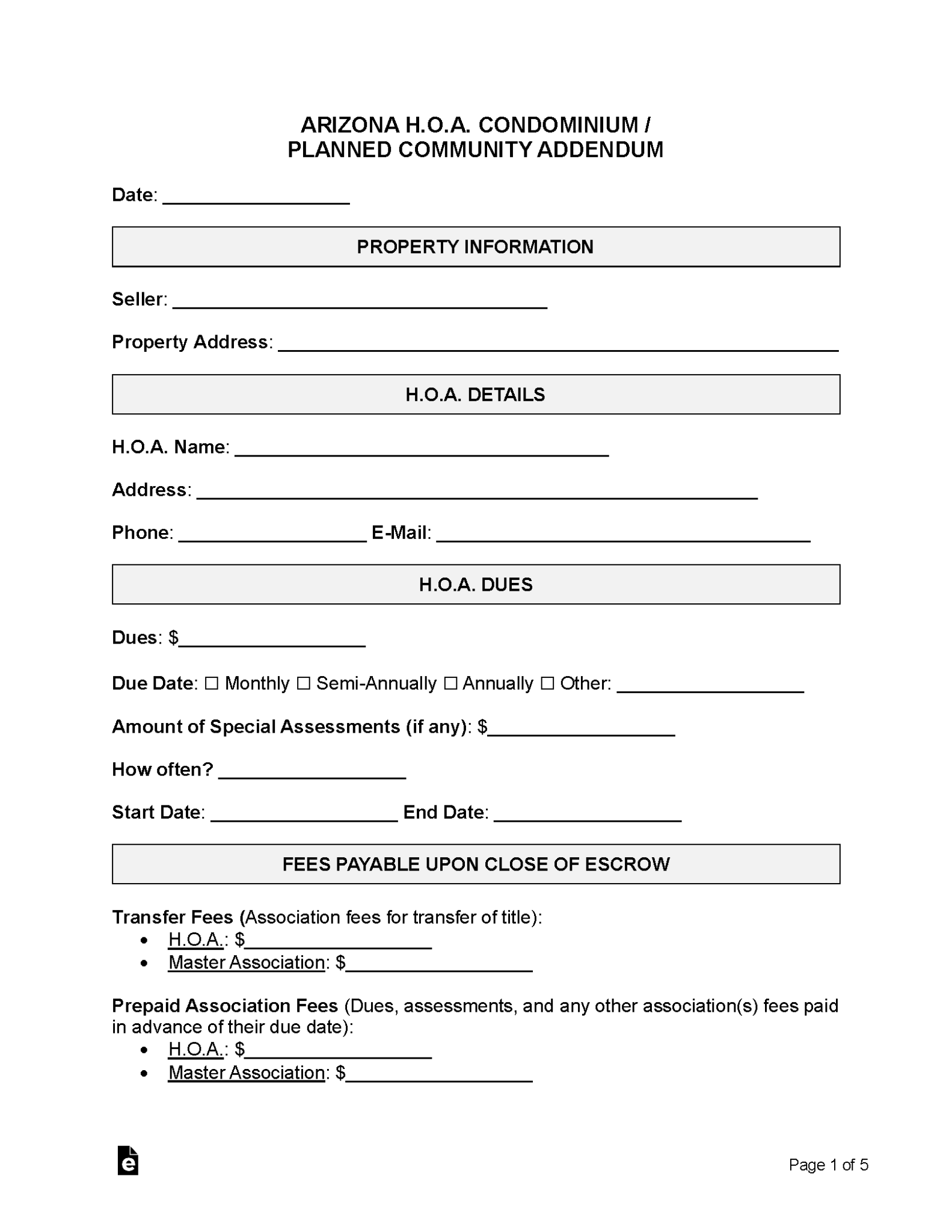 Free Arizona Residential Purchase Agreement Template - PDF | Word – eForms