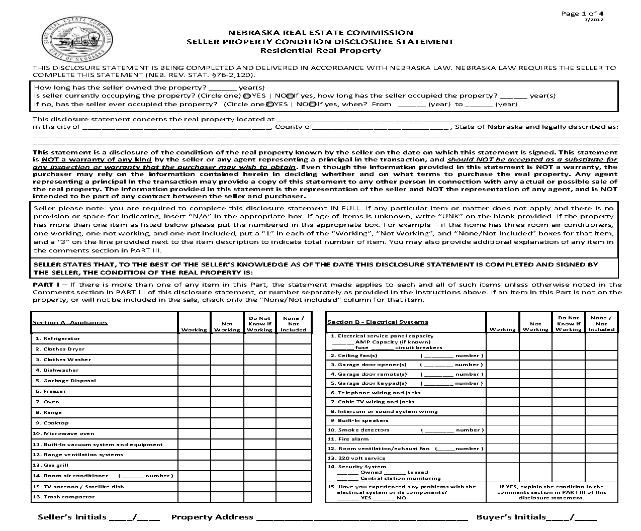 Free Nebraska Residential Purchase Agreement Template - PDF | Word – eForms