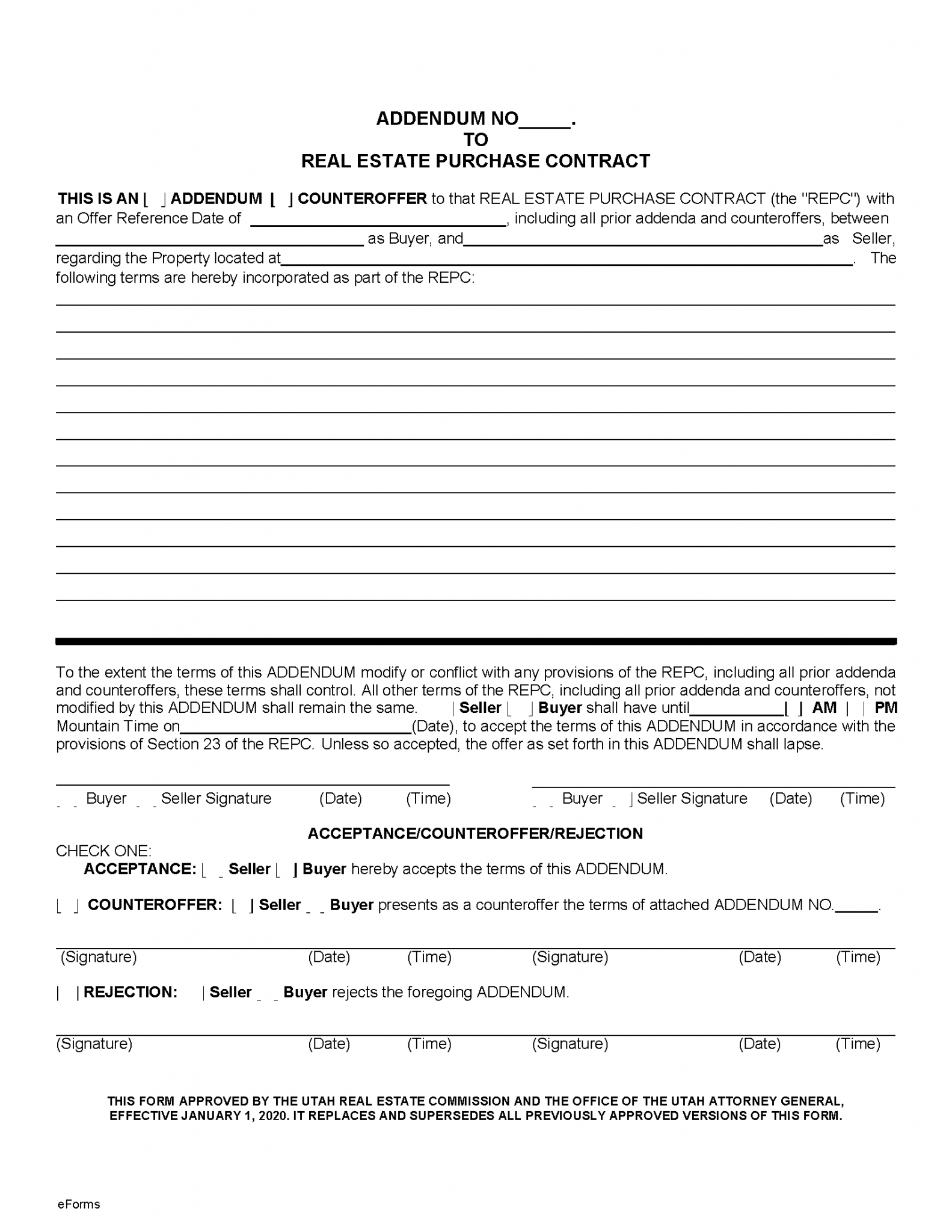 Free Utah Residential Purchase and Sale Agreement - PDF | Word – eForms