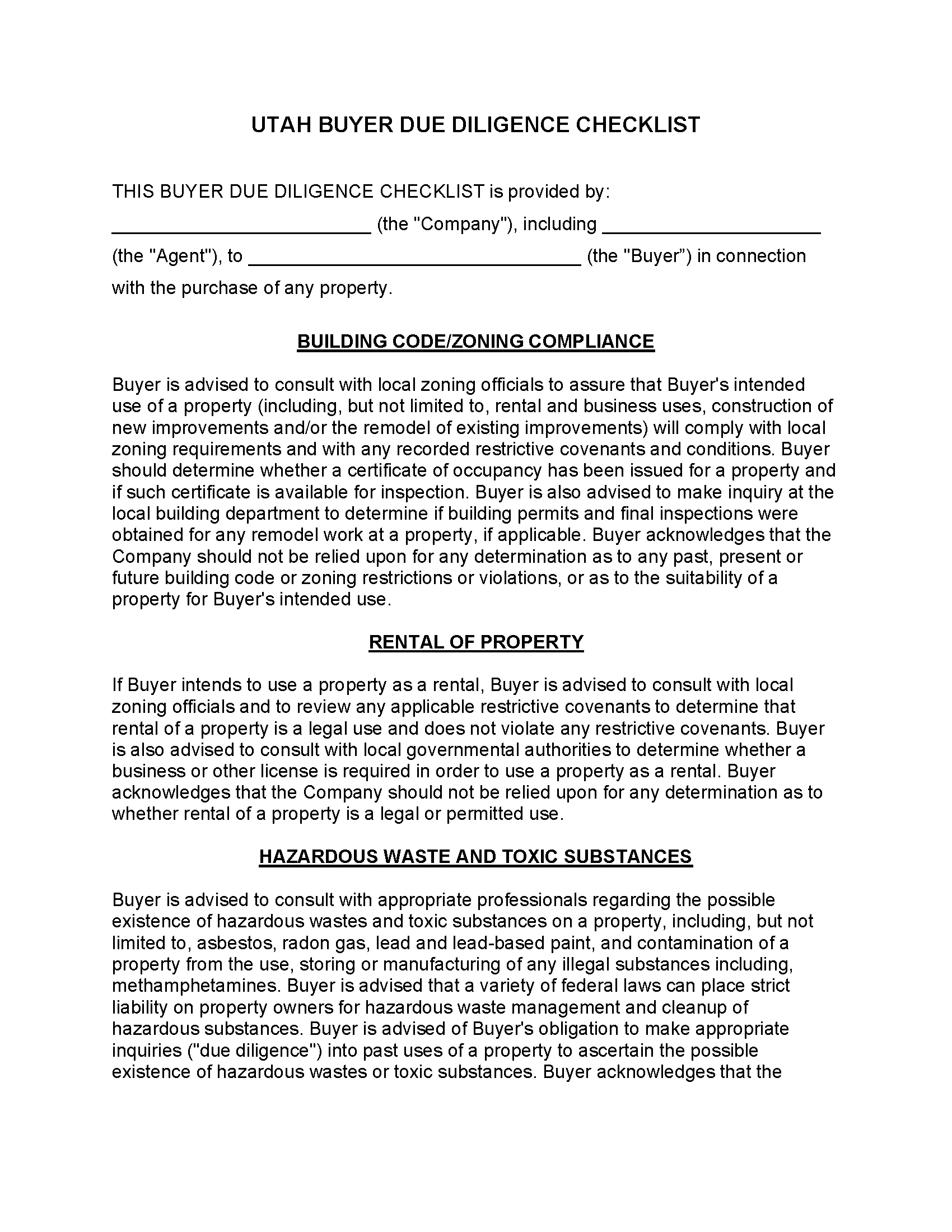 Free Utah Residential Purchase Agreement Template - PDF | Word – eForms