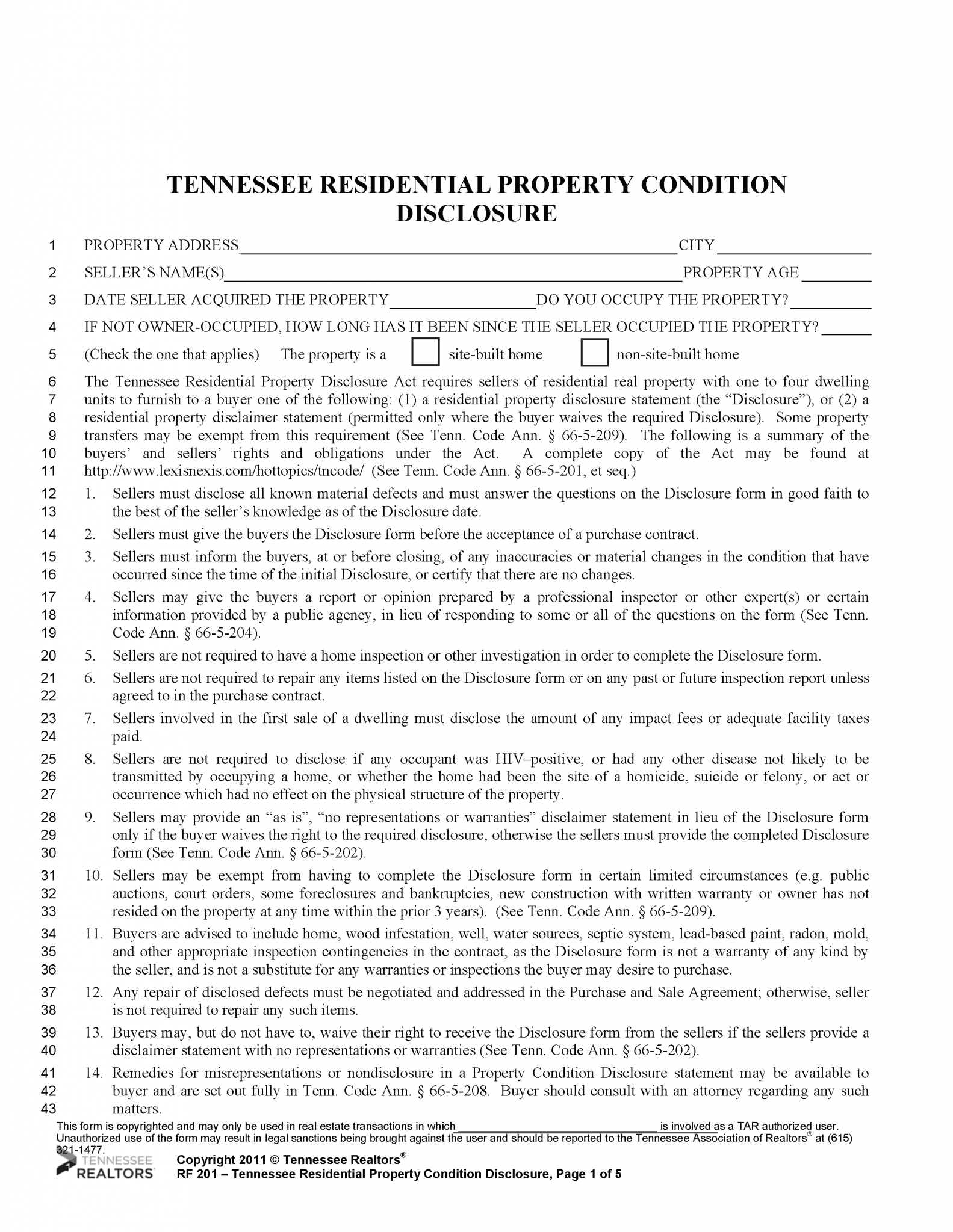 Free Tennessee Residential Purchase Agreement Template - PDF | Word ...