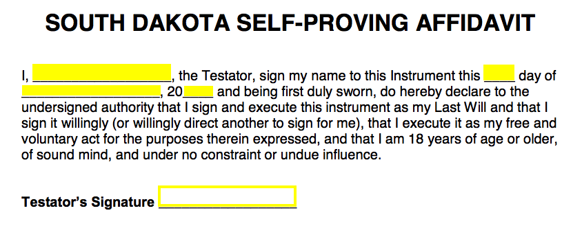 Free South Dakota Self-Proving Affidavit Form - PDF | Word – eForms