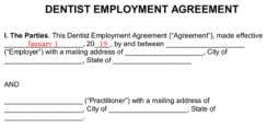 Free Dentist Employment Agreement | Dental Office (employer) to Dentist ...