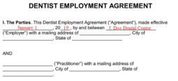 Free Dentist Employment Agreement | Dental Office (employer) to Dentist ...