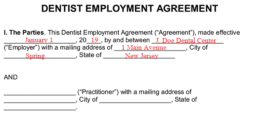 Free Dentist Employment Agreement | Dental Office (employer) to Dentist ...