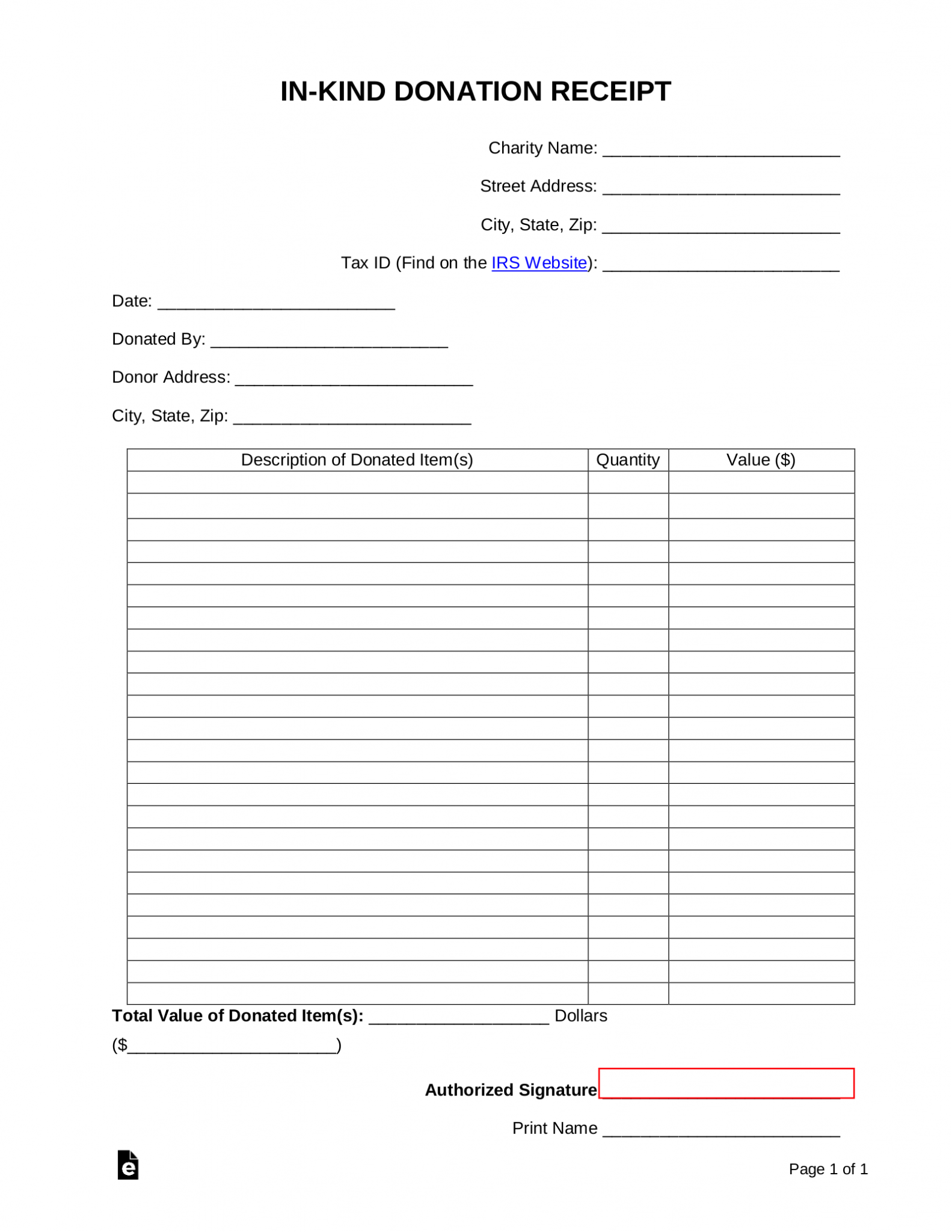 Free In-Kind (Personal Property) Donation Receipt Template - PDF | Word ...