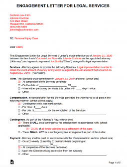 Free Attorney Engagement Letter Template - Sample - PDF | Word – eForms