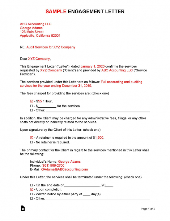 Letter Of Engagement Samples Database Letter Template Collection