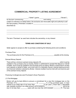 Free Commercial Listing Agreement Template - PDF | Word – eForms