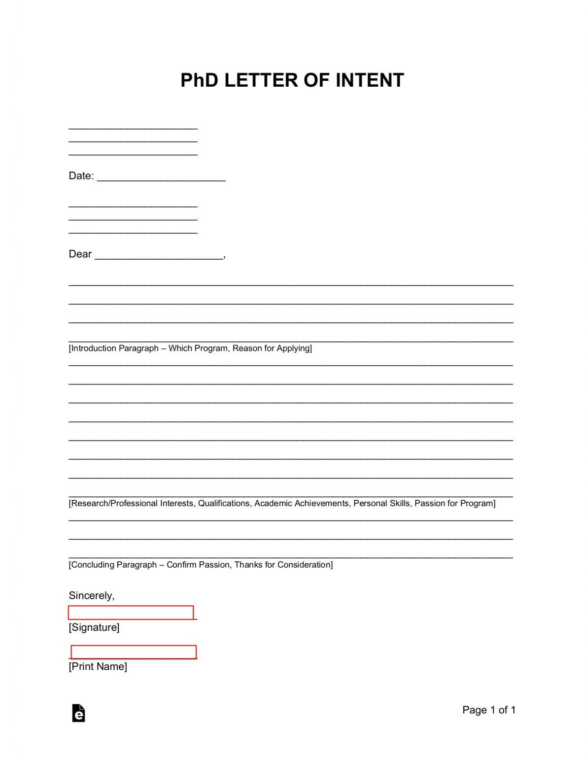 Free PhD (School) Letter of Intent Template - PDF | Word – eForms