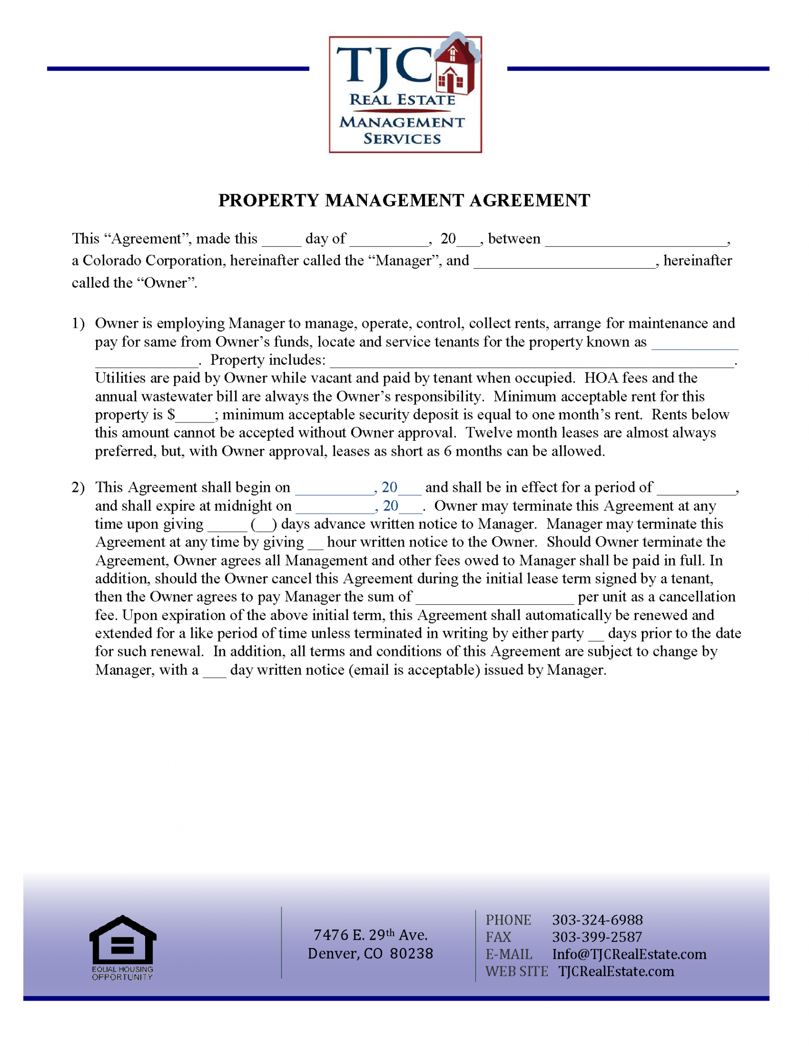 Free Colorado Property Management Agreement | Commercial & Residential ...