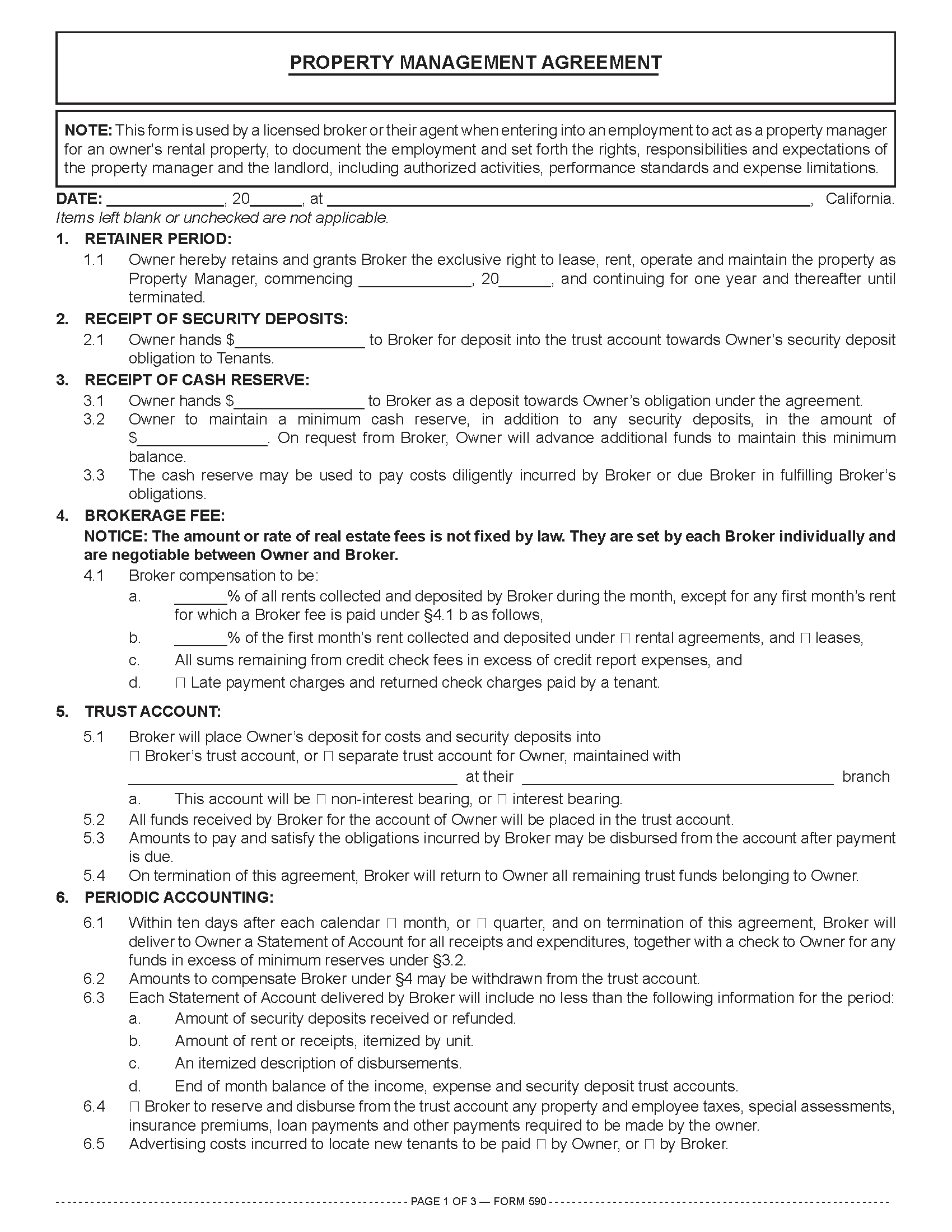 Free California Property Management Agreement | Commercial ...