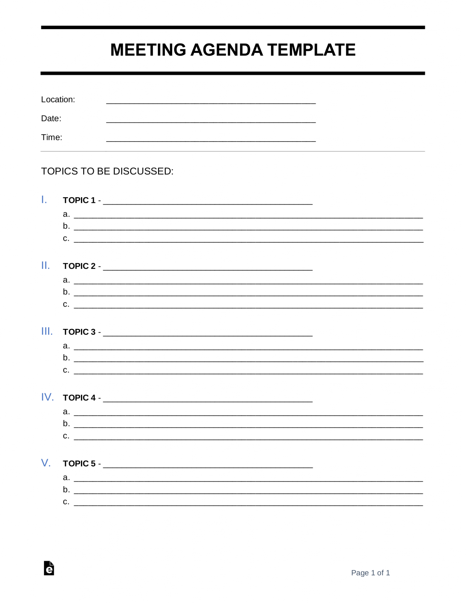 Free Meeting Agenda Templates 20 Word PDF EForms