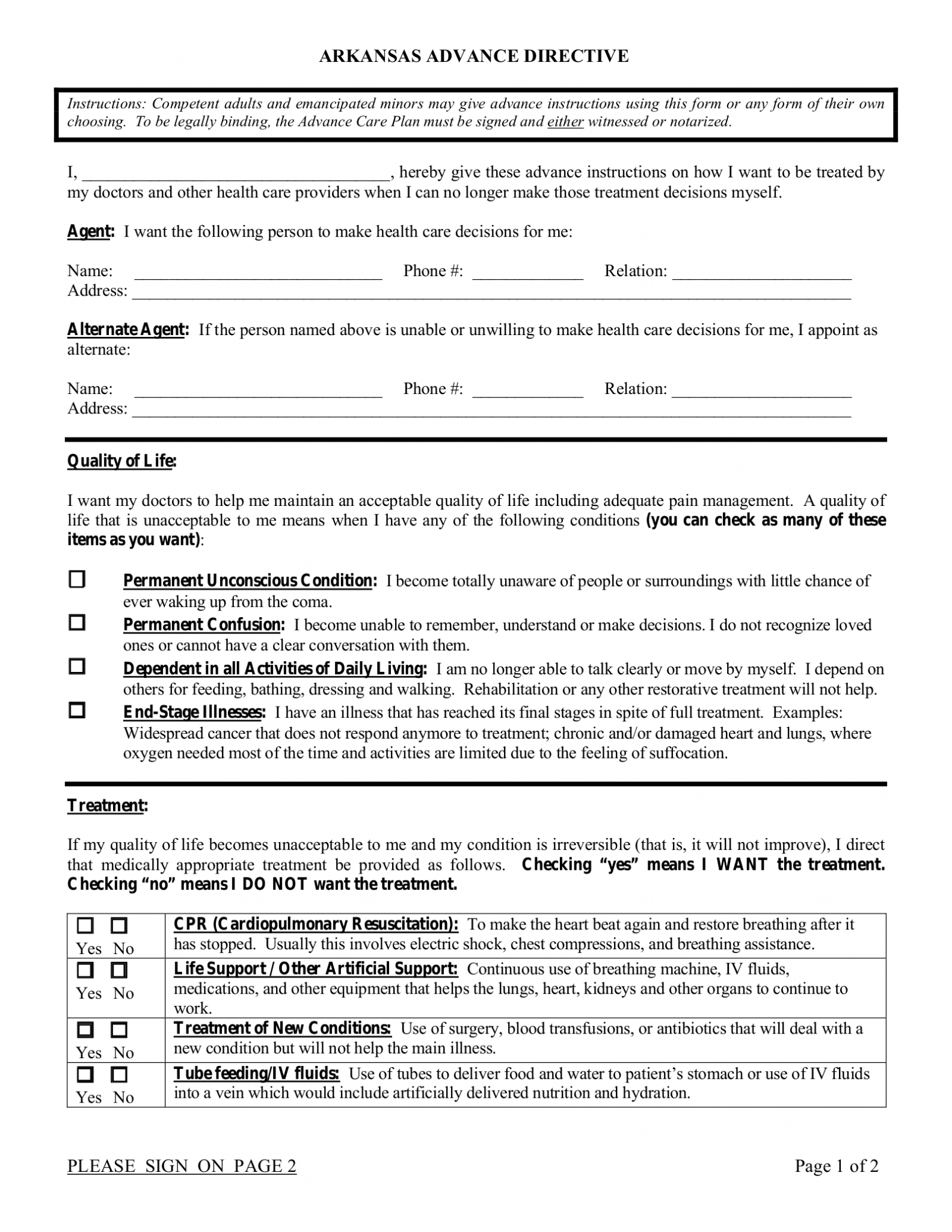 Free Arkansas Do Not Resuscitate (DNR) Order Form - PDF – eForms