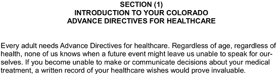 Free Colorado Advance Directive Form - PDF – eForms