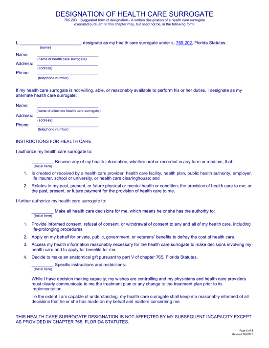 Free Florida Do Not Resuscitate (DNR) Order Form - PDF – eForms