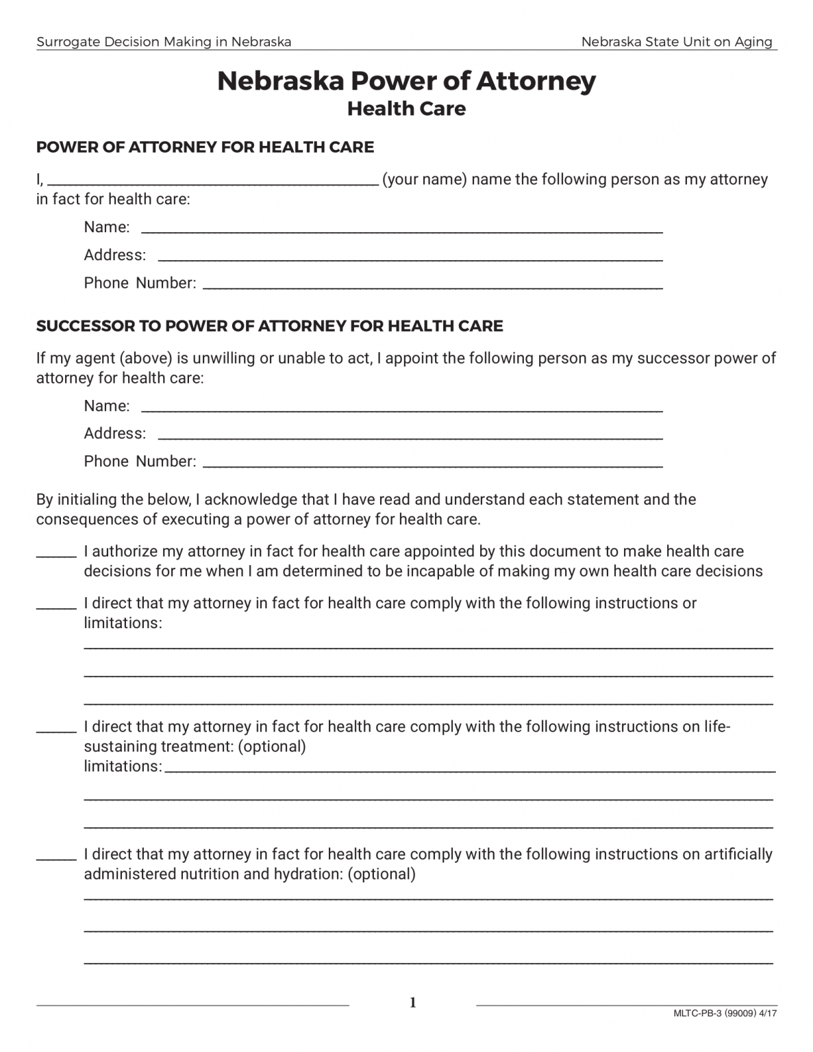 Free Nebraska Do Not Resuscitate (DNR) Order Form - PDF – eForms
