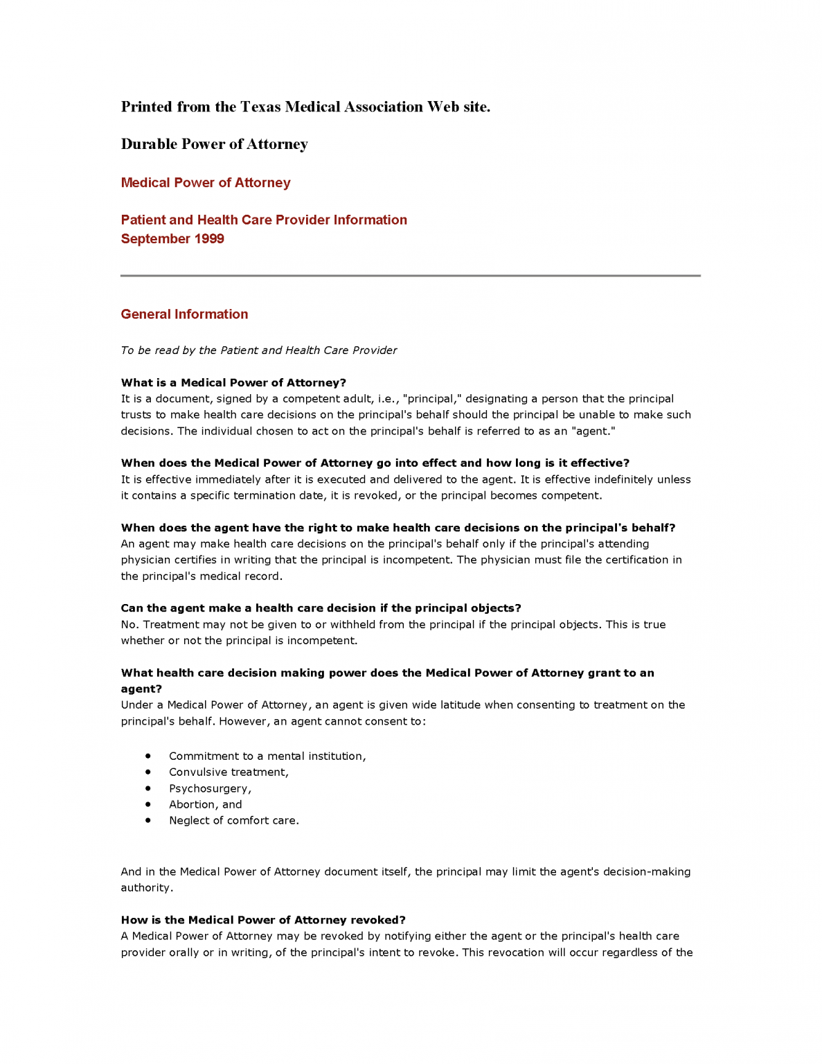 Free Texas Advance Directive Form - PDF – eForms