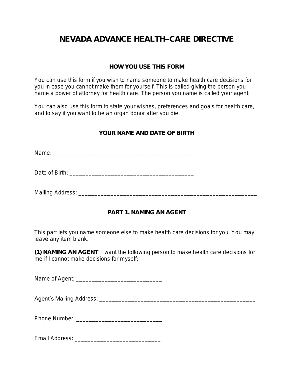 Free Nevada Last Will and Testament Template - PDF | Word – eForms