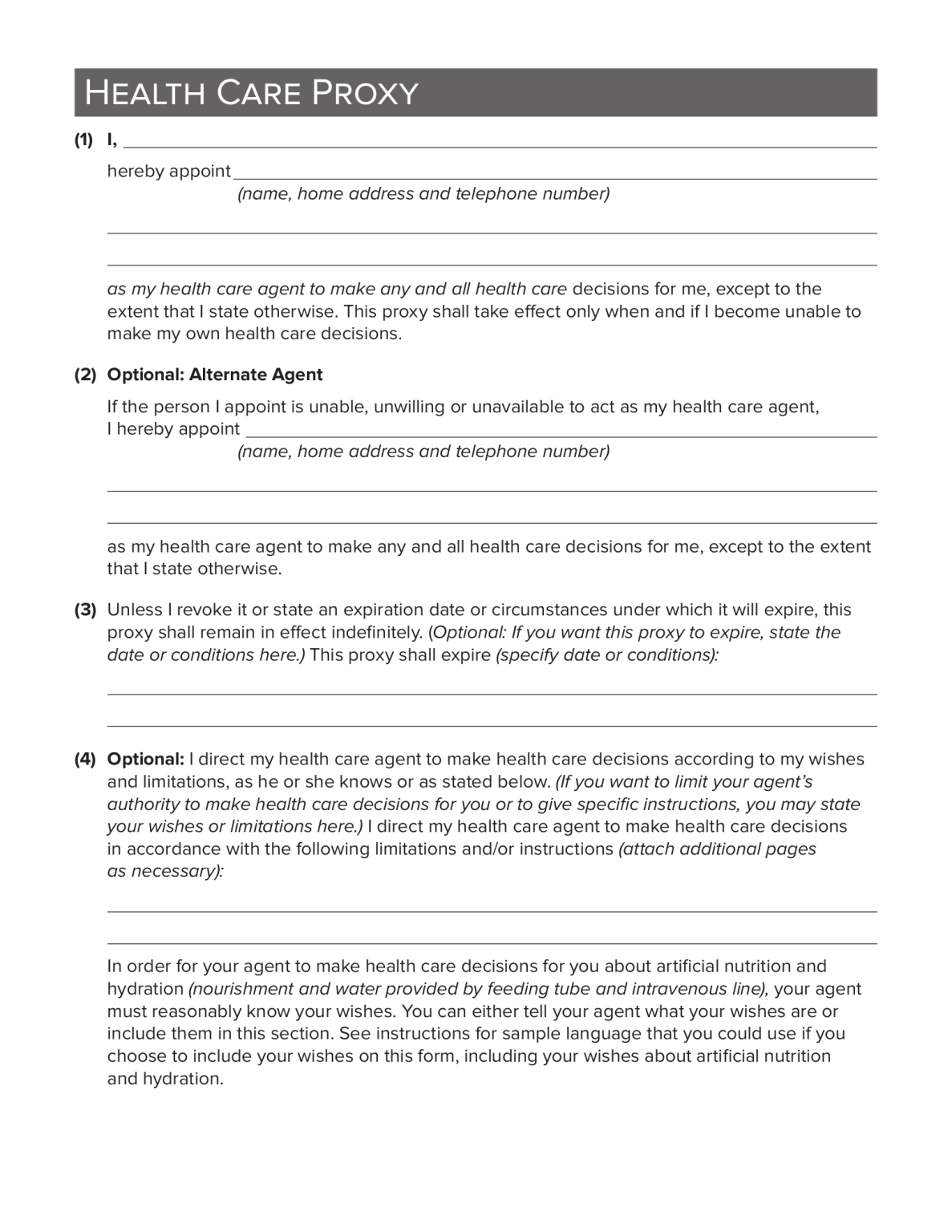 Free New York Advance Directive Form - PDF – eForms