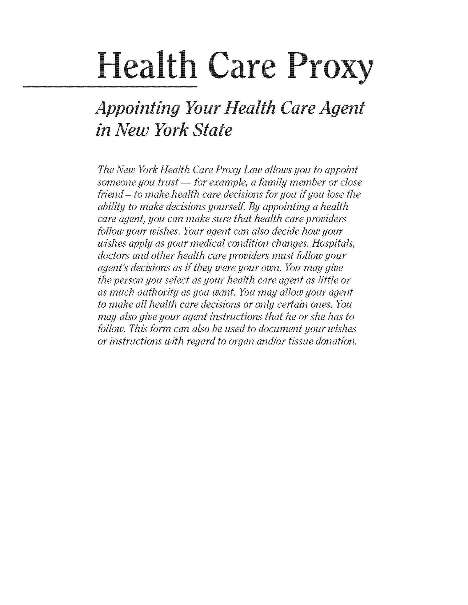 Free New York Advance Directive Form - PDF – eForms