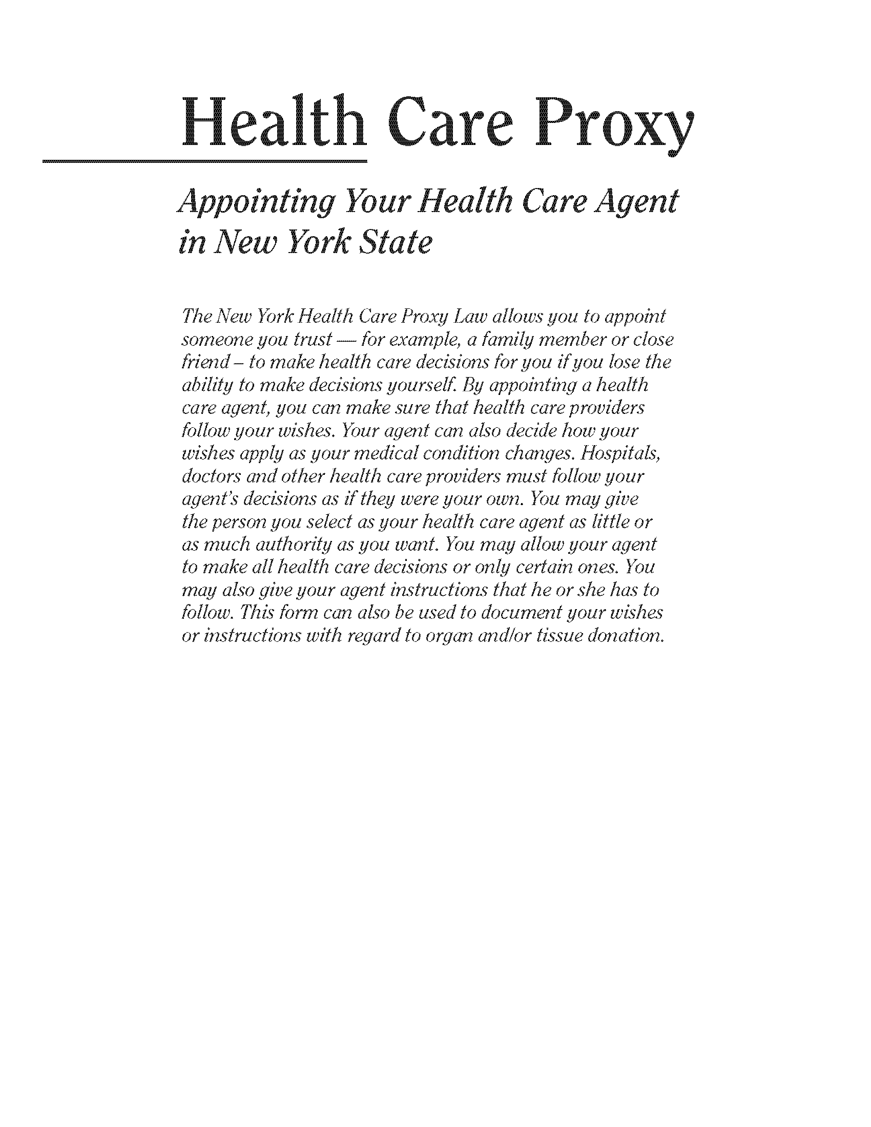 Free New York Advance Directive Form - PDF – eForms